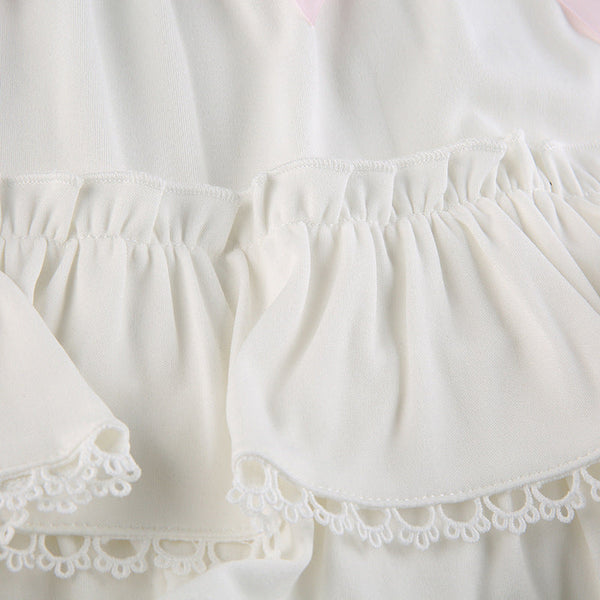 White Lace Ruffled Layered Bows Skirt | Kawaii Babe