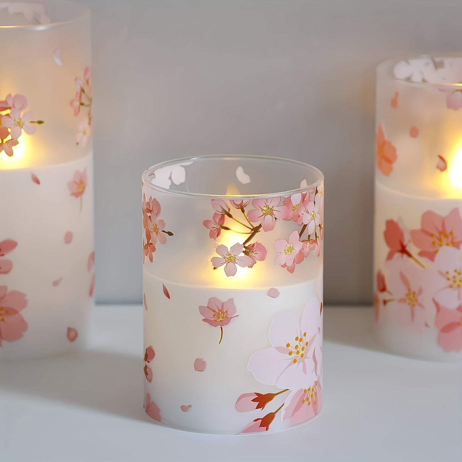 3-Pack Flameless Sakura Cherry Blossom Flower Pillar Candles – Kawaii Babe