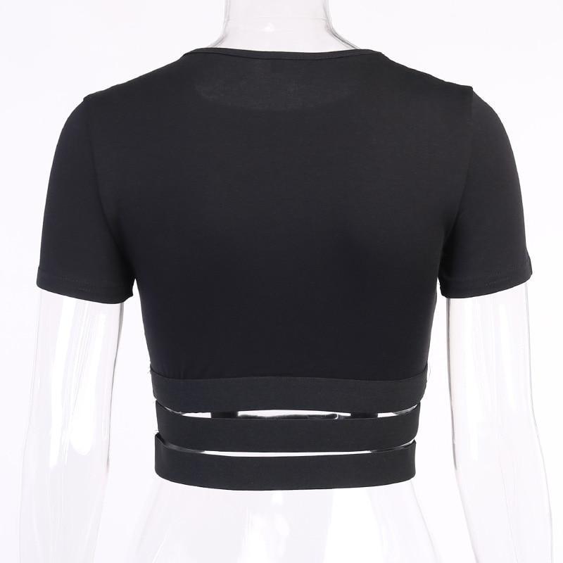 Baby Girl Suspender Crop Top T-Shirt Black | Kawaii Babe
