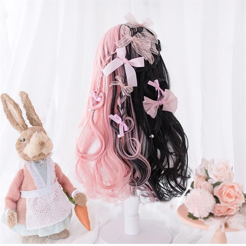 Black Pink Lolita Wig Cosplay Hair Pastel Goth Kanekalon | Kawaii Babe