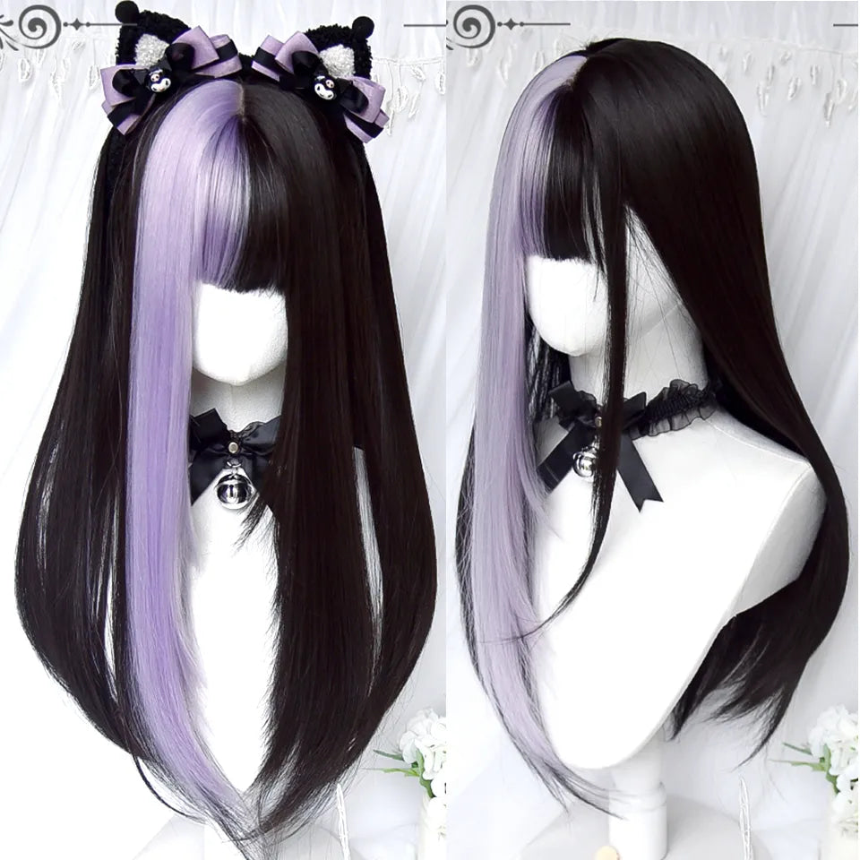 Black & Purple Color Block Wig – Kawaii Babe