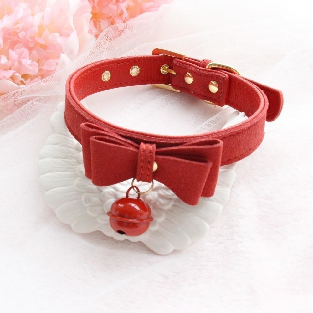 Pink Bow & Bell Kitten Collar Choker Necklace Cat | Kawaii Babe