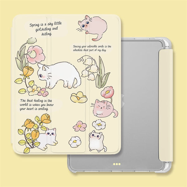 Pastel Pink Yellow Bunny & Kitten iPad Tablet Case | Kawaii Babe