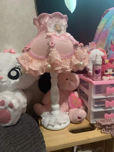 Elegant Pink Cameo Princess Desk Top Table Lamp | Kawaii Babe