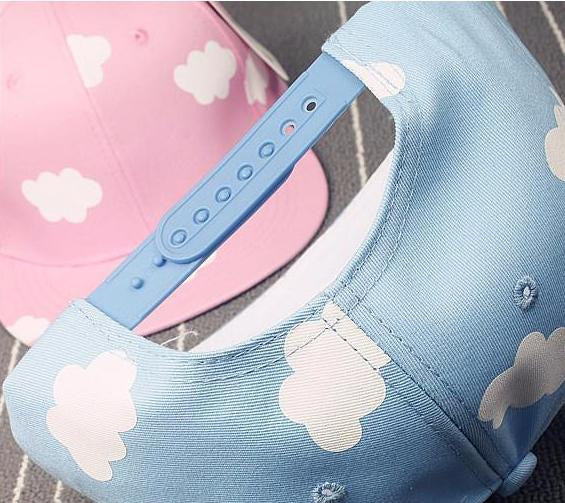 Pastel Puffy Clouds Snapback Ball Cap Baseball Hat by Kawaii Babe