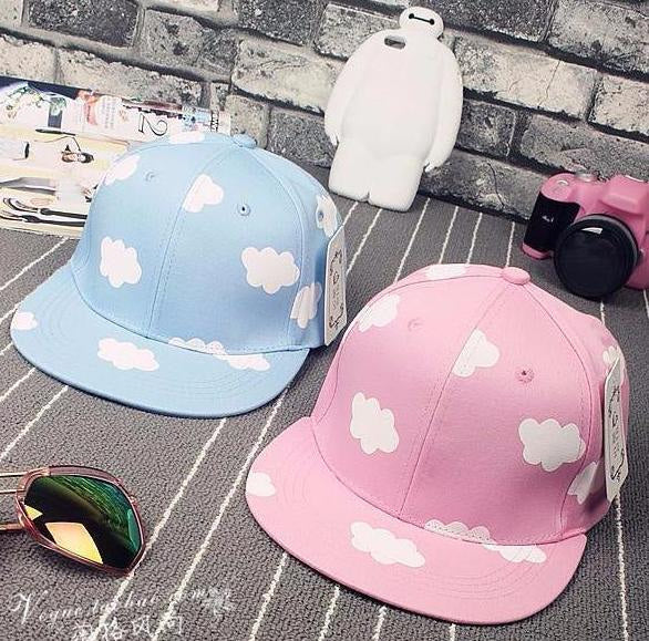 Pastel Puffy Clouds Snapback Ball Cap Baseball Hat by Kawaii Babe