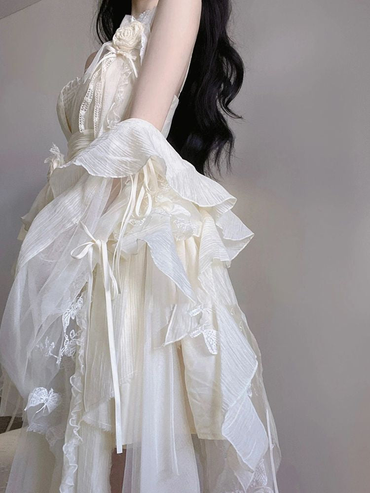 Creamy & White Lace Butterfly Ethereal Maiden Dress | Kawaii Babe