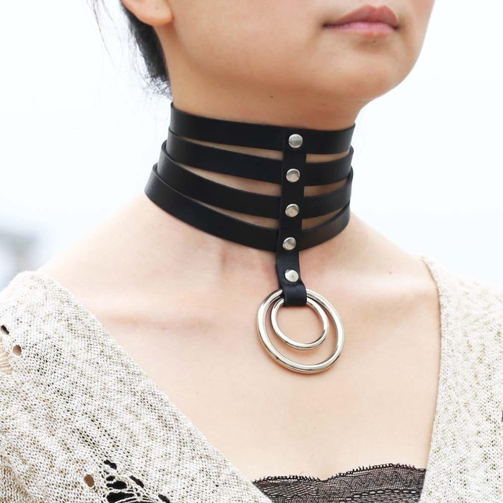 Elongated Collar Choker Leash Vegan Leather | Kawaii Babe
