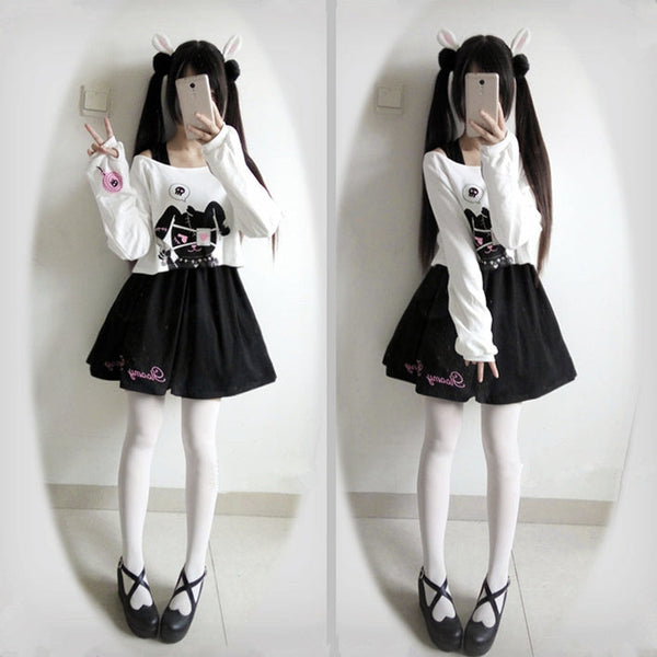 Evil Bunny Dress Long Sleeve Sweater Creepy Cute | Kawaii Babe Fashion