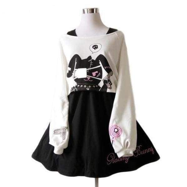Evil Bunny Dress Long Sleeve Sweater Creepy Cute | Kawaii Babe Fashion