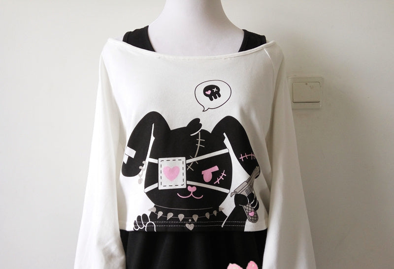 Evil Bunny Dress Long Sleeve Sweater Creepy Cute | Kawaii Babe Fashion