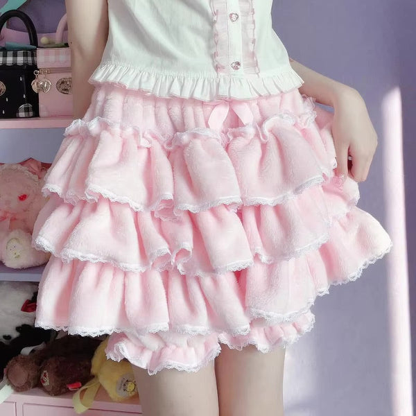 Fluffy Ruffled Layered Bloomer Pants Blue Pink White | Kawaii Babe