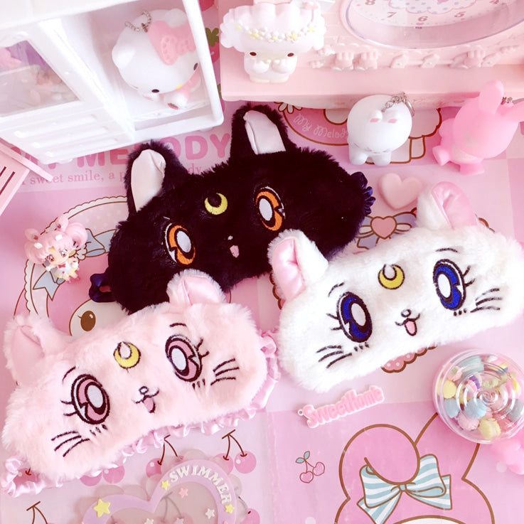 Magical Girl Kitty Cat Luna Sleep Mask Blindfold Fur | Kawaii Babe