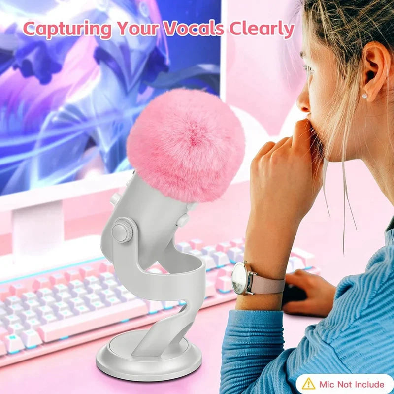 Fuzzy Pink Foam Microphone Dust Muff Cover | Kawaii Babe