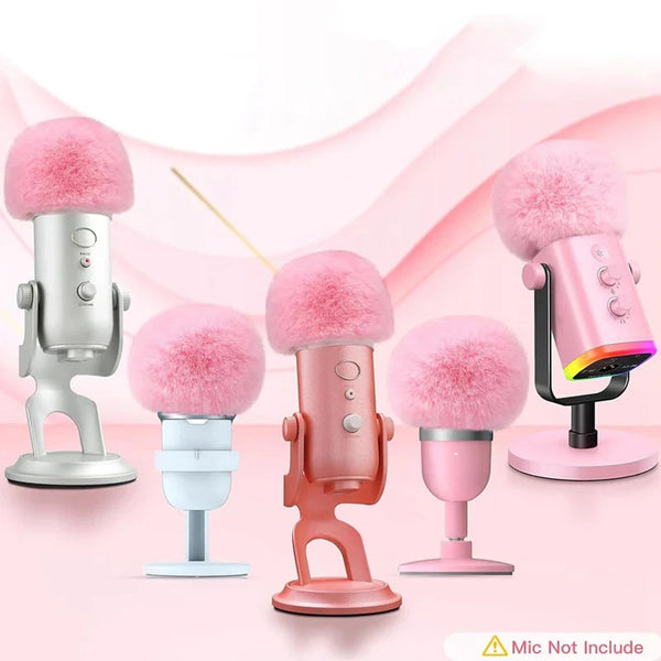 Fuzzy Pink Foam Microphone Dust Muff Cover | Kawaii Babe