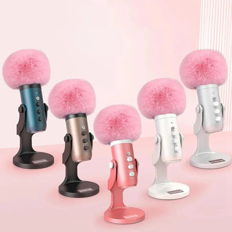 Fuzzy Pink Foam Microphone Dust Muff Cover | Kawaii Babe