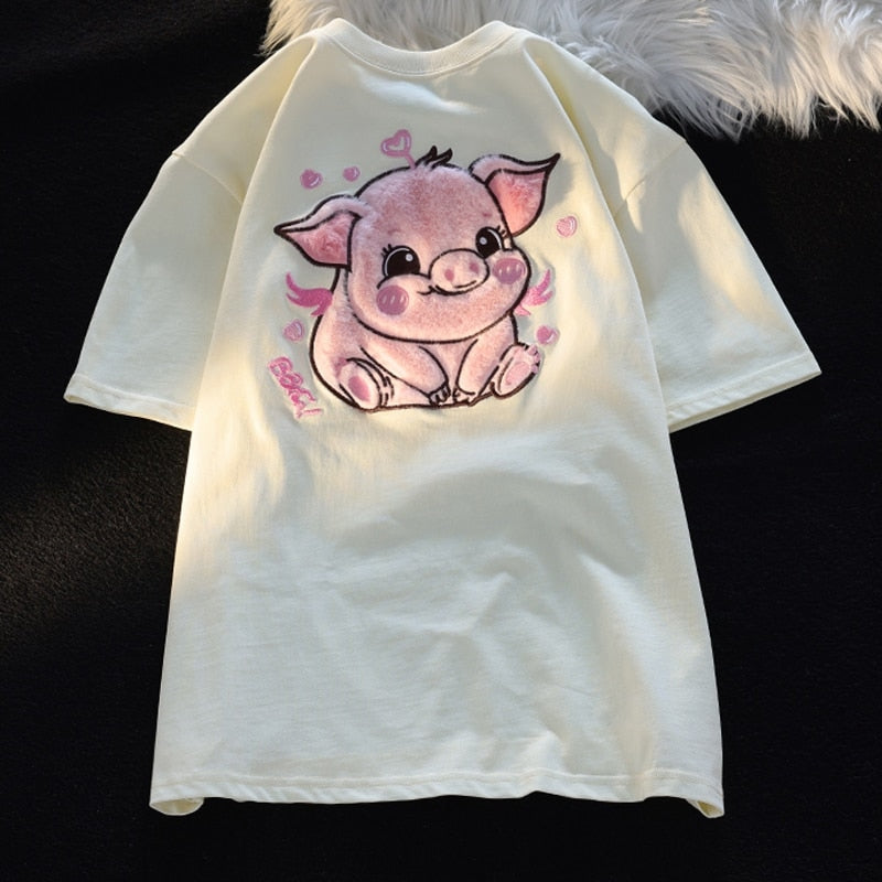 Happy Pig Fluffy Tee – Kawaii Babe