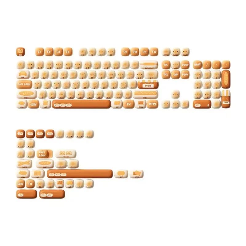 Kawaii Fluffy Bread Bun Keycaps Set 138 Key Caps Keyboard – Kawaii Babe