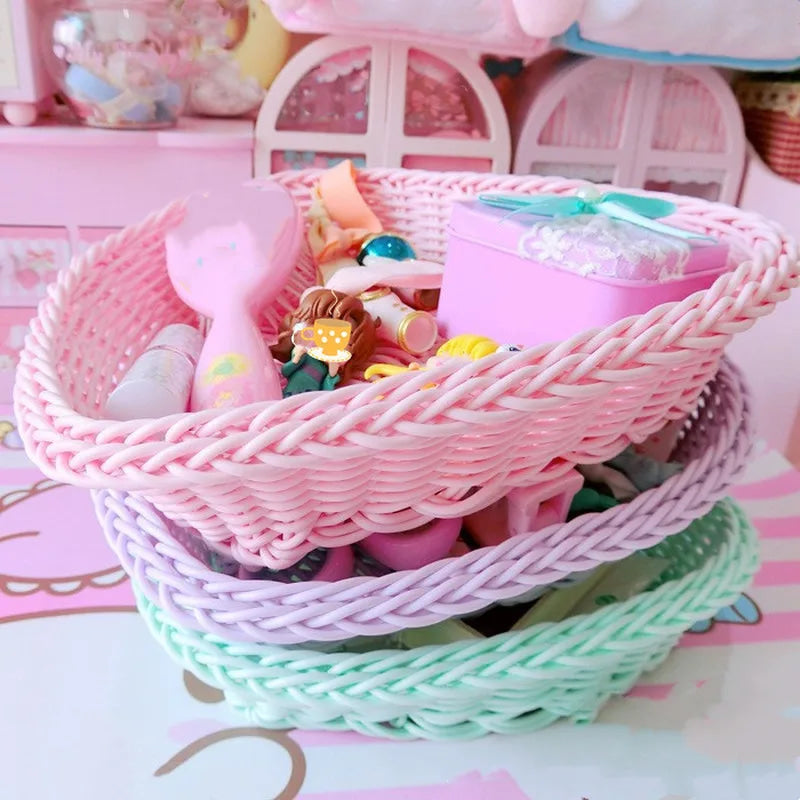Kawaii Wicker Home Storage Baskets Pastel Fairy Kei Aesthetic – Kawaii Babe