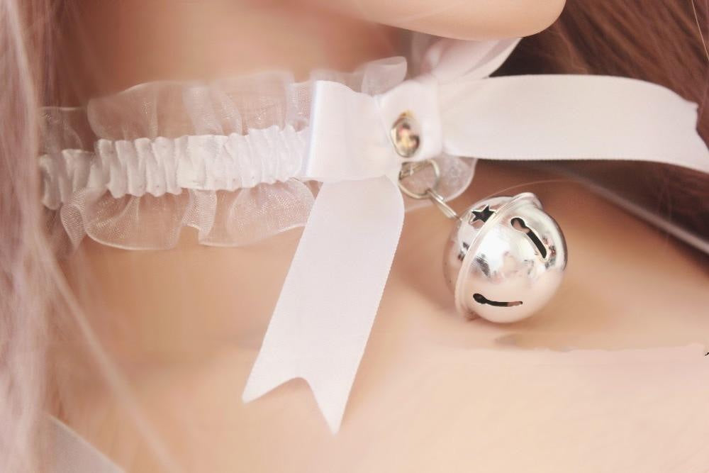 Cat Bell Collar Choker Necklace Ruffle Girly Cute Kitten | Kawaii Babe