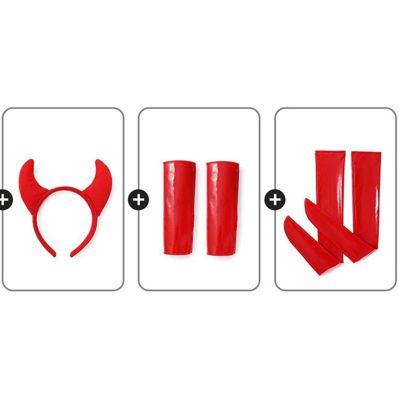 Pleather Red Devil Cosplay Set Kawaii Babe