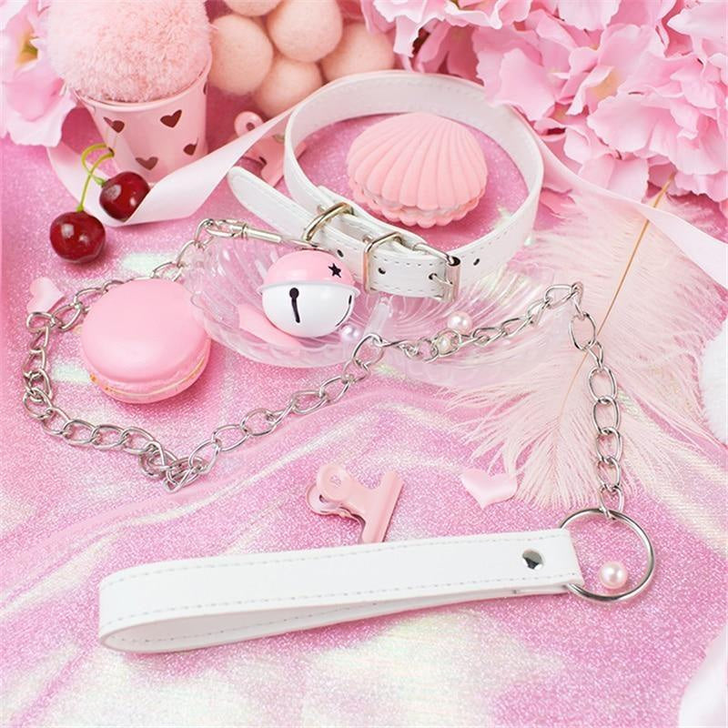 Candy Colored Pastel Bell Leash Collar | Kawaii Babe