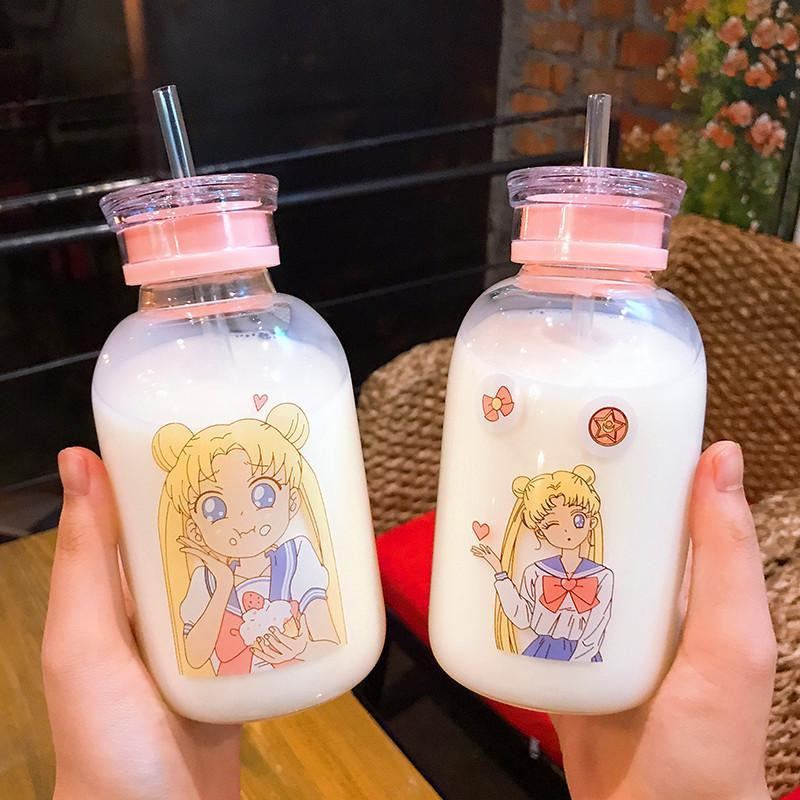 Magical Girl Glass Baby Bottles Water Drinking Cup Cute | Kawaii Babe
