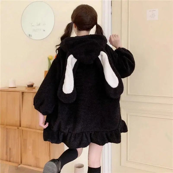 Pink White Oversized Fluffy Bunny Rabbit Jacket Coat | Kawaii Babe