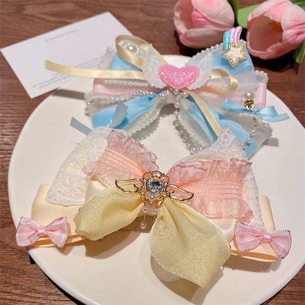 Pastel Decora Rainbow Hearts Hair Bows | Kawaii Babe