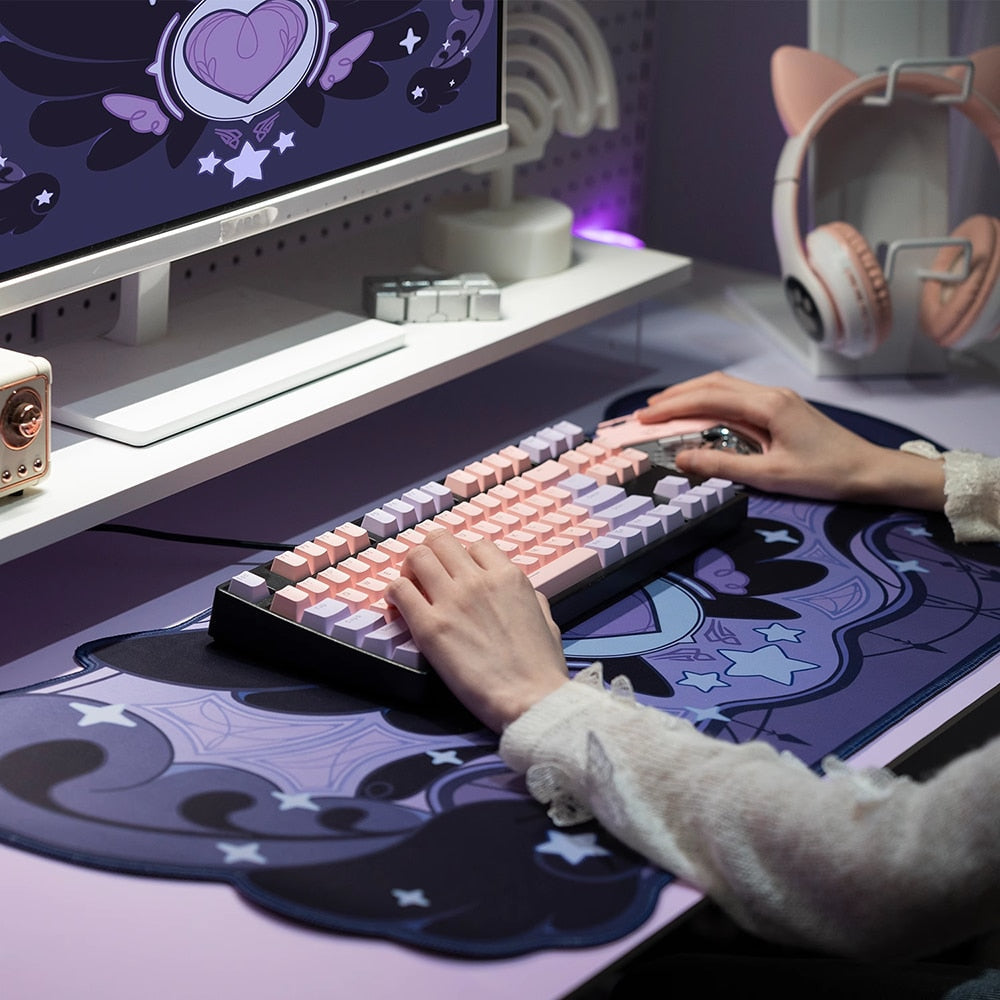Pastel Goth Angel Heart Mouse Pad Gaming Set-Up | Kawaii Babe