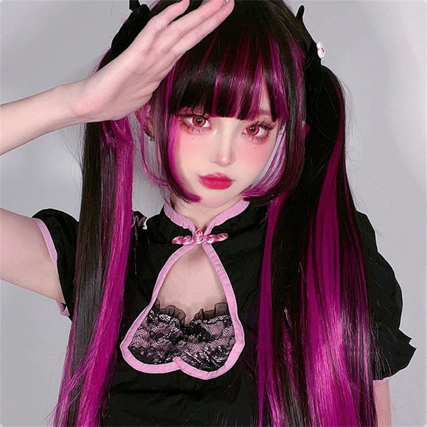 Pastel Goth Purple Black Cosplay Draculaura Wig | Kawaii Babe