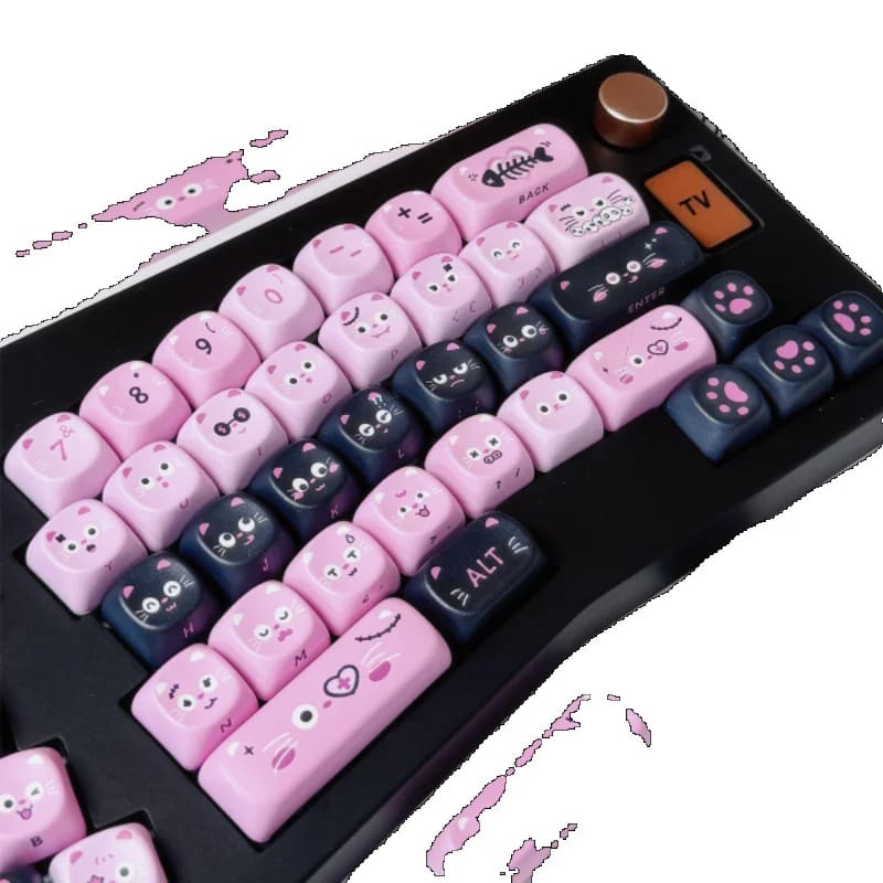 Pastel Goth Pink Black Pig Piggy Keycaps Set Keyboard – Kawaii Babe
