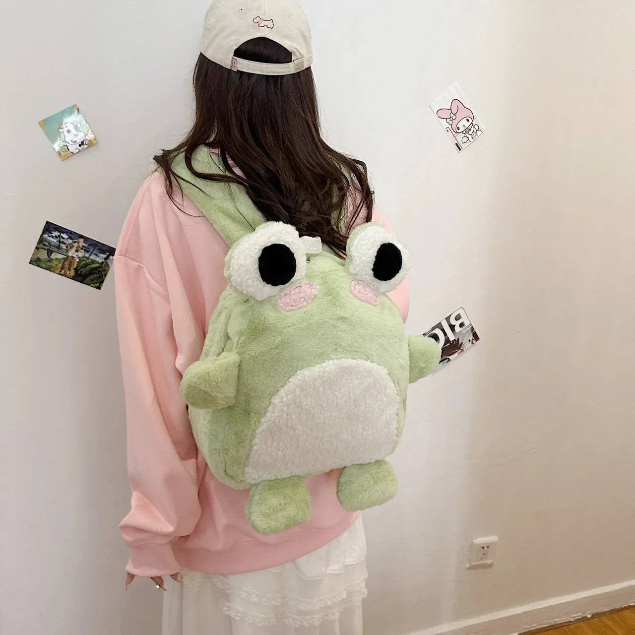 Cute Plush Green Frog Backpack Book Bag | Kawaii Babe