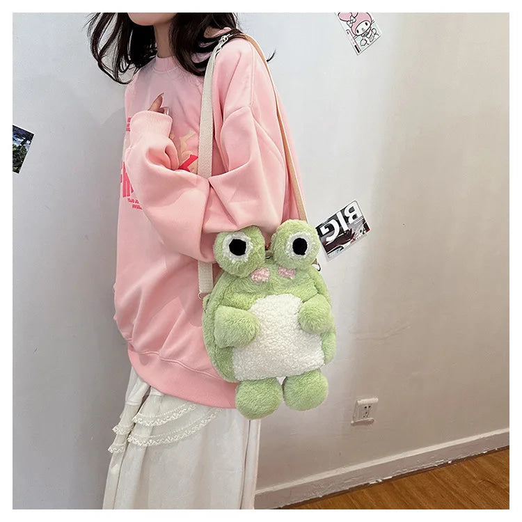 Cute Plush Green Frog Backpack Book Bag | Kawaii Babe