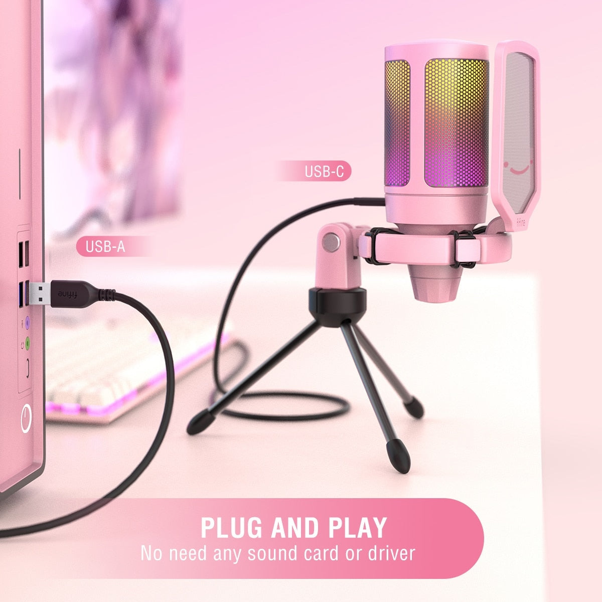 Professional Pink Streaming Microphone – Kawaii Babe