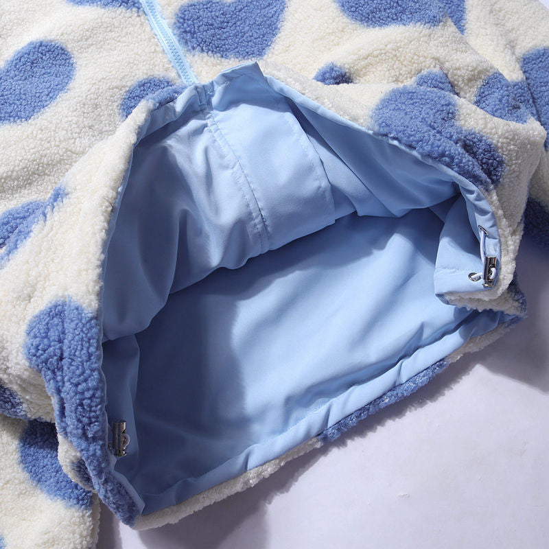 Plush Reversible Lovecore Hearts Jacket Outerwear | Kawaii Babe