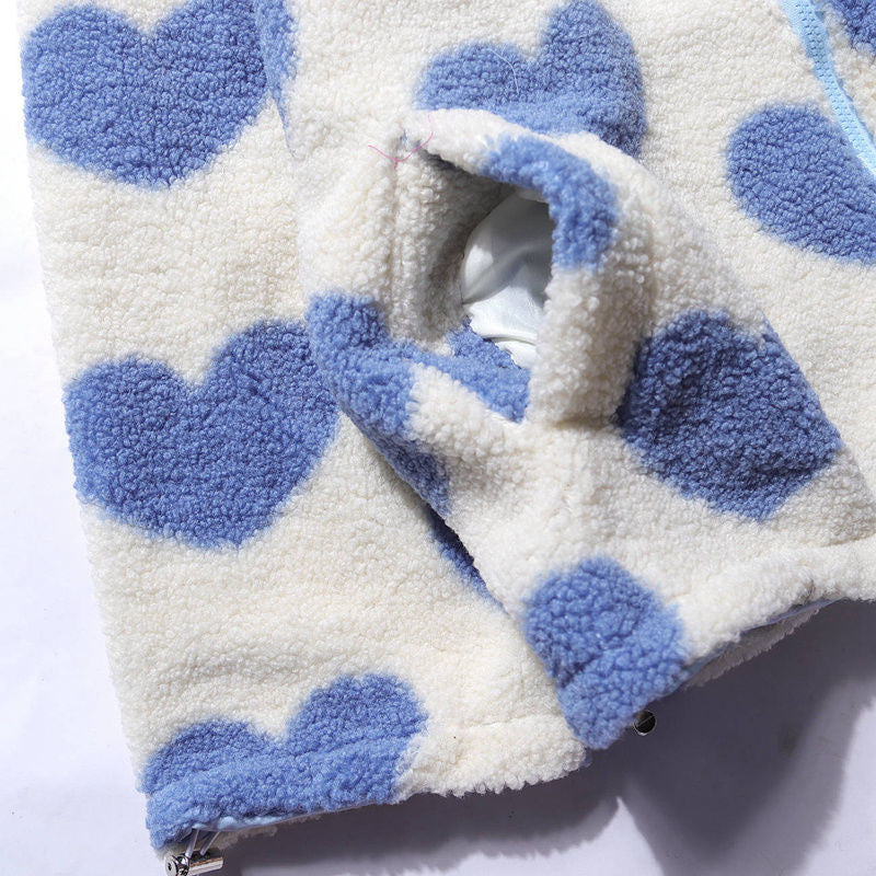 Plush Reversible Lovecore Hearts Jacket Outerwear | Kawaii Babe
