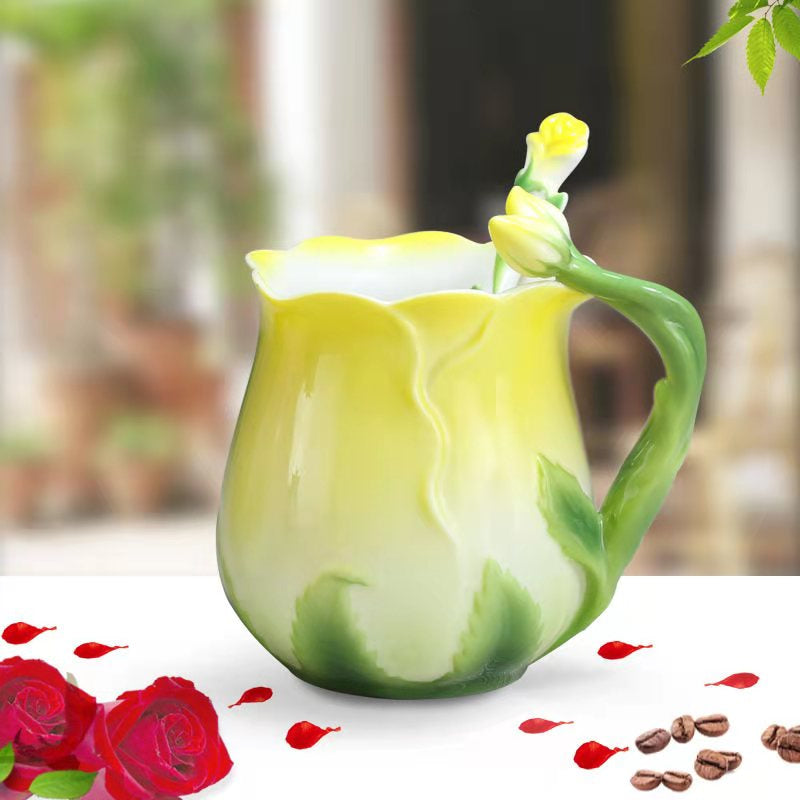 Rose Flower Petal Ceramic Floral Mug Coffee Cup – Kawaii Babe