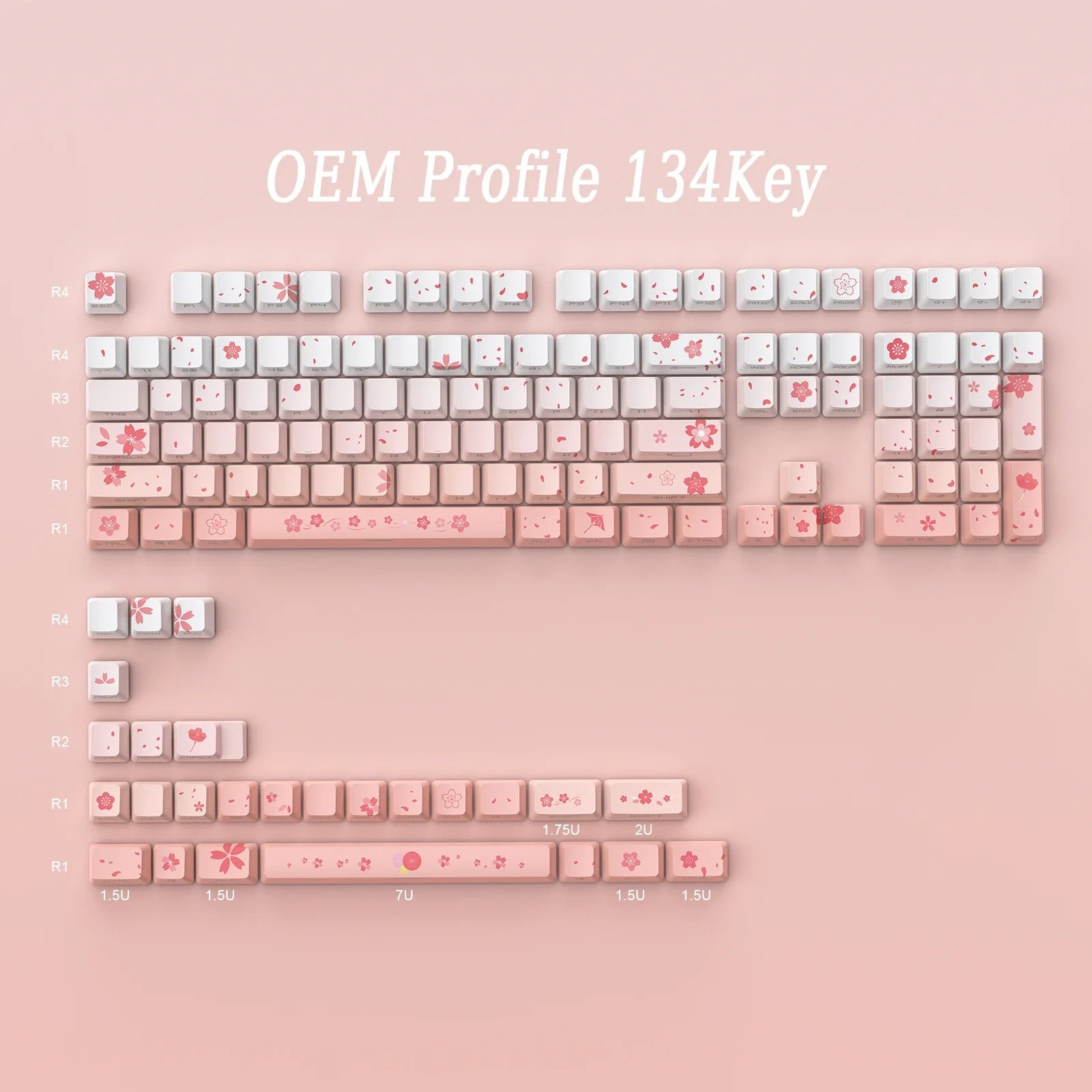 Sakura Blossom Backlit Key Caps Full Set | Kawaii Babe