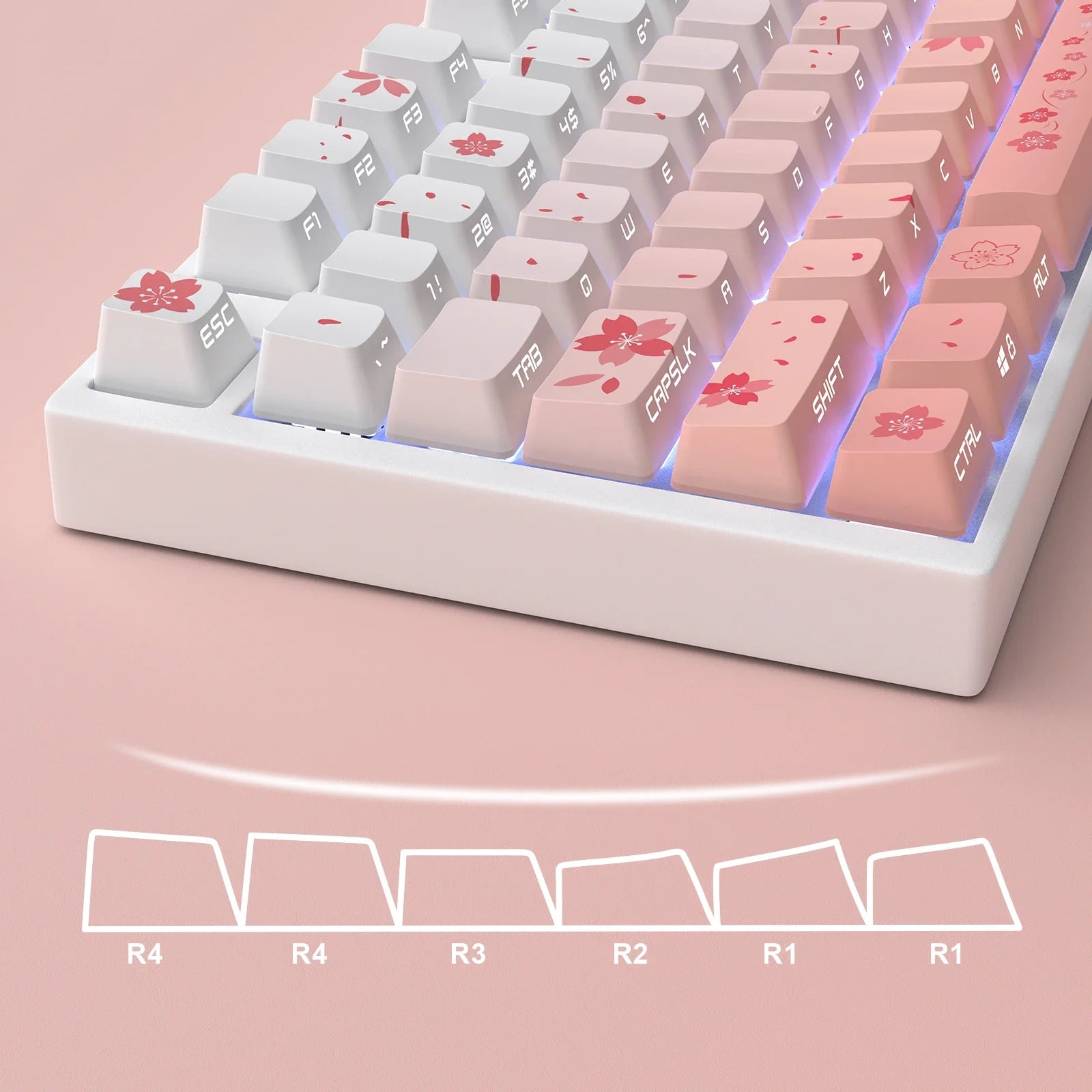 Sakura Blossom Backlit Key Caps Full Set | Kawaii Babe
