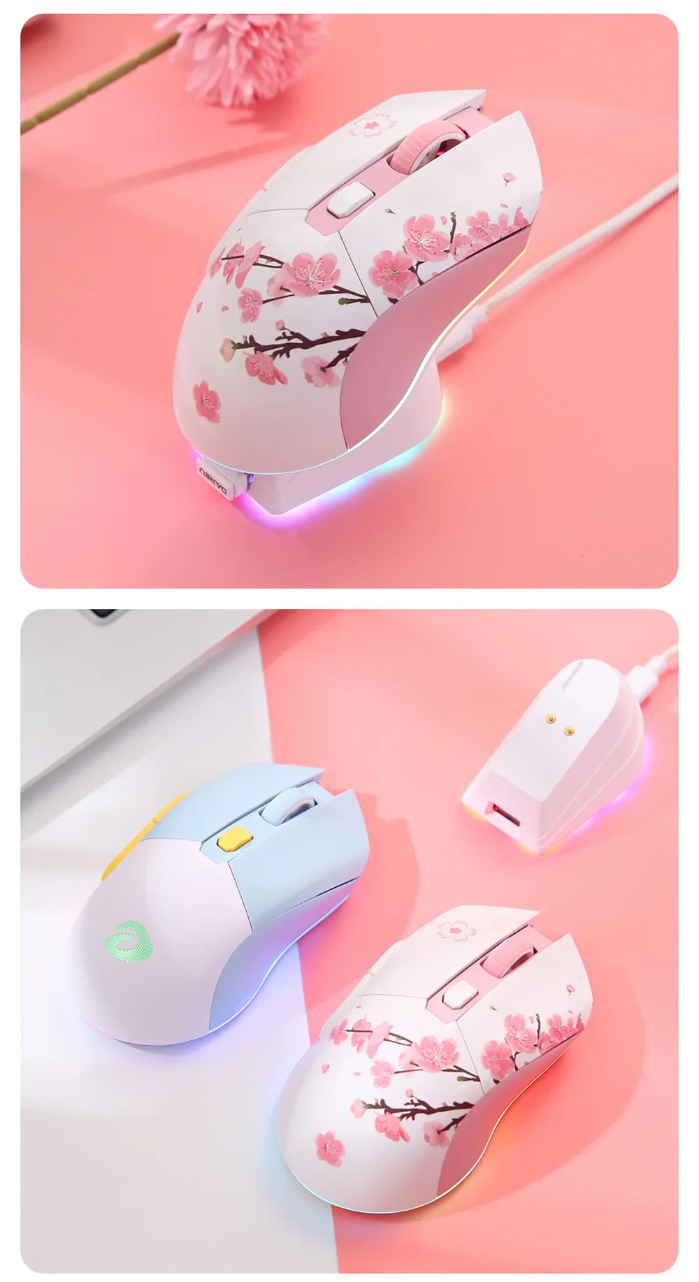 Pink Sakura Cherry Blossom Wireless Gaming Mouse | Kawaii Babe