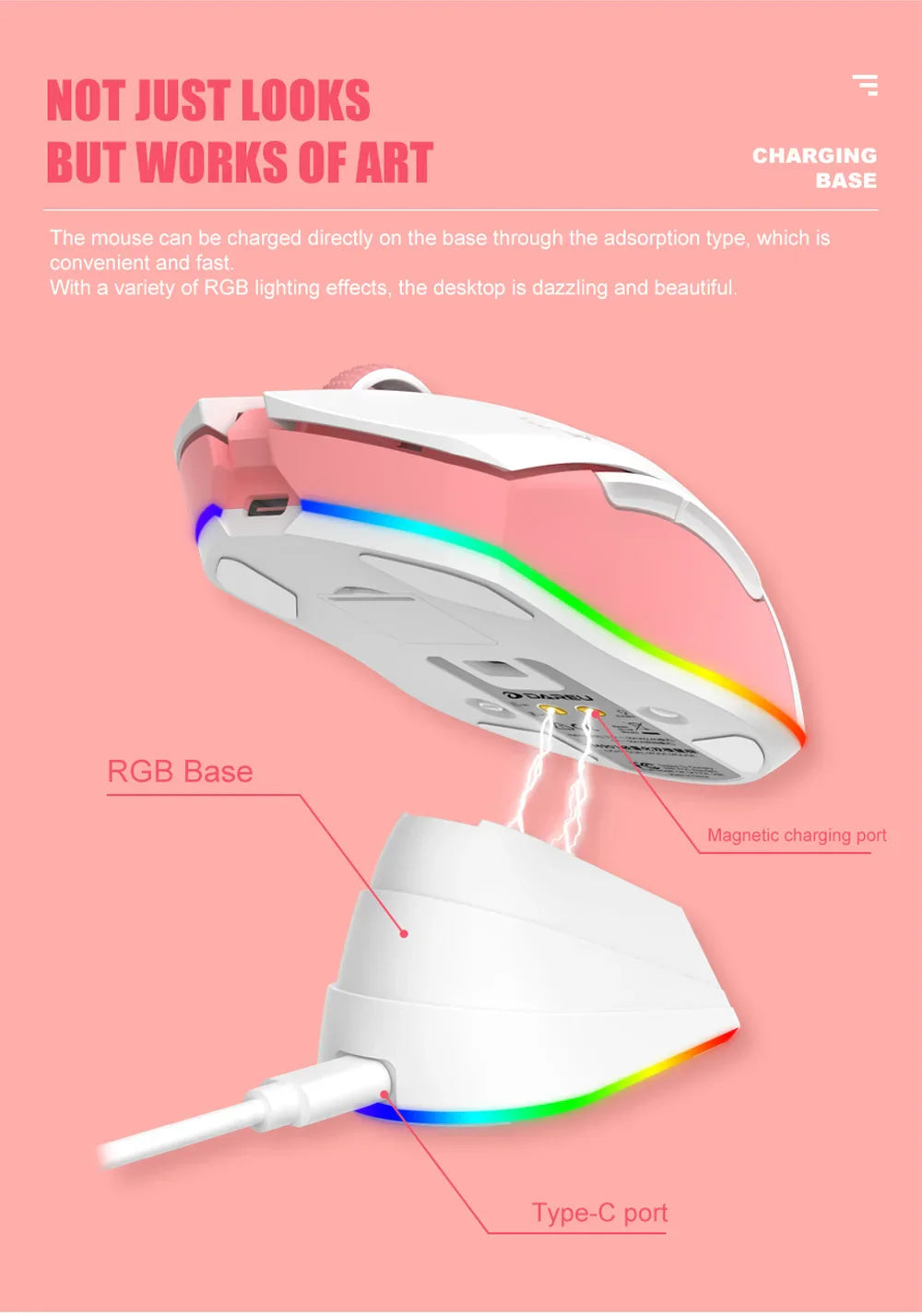 Pink Sakura Cherry Blossom Wireless Gaming Mouse | Kawaii Babe