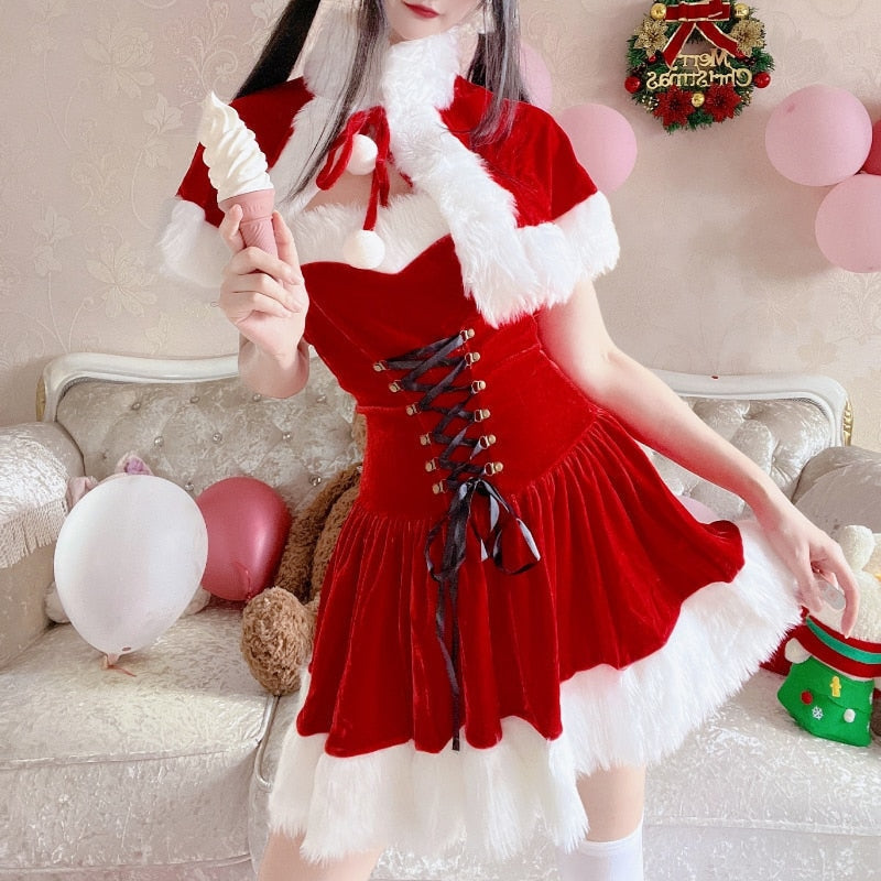 Santa Baby Dress & Cloak Shawl Christmas Holiday Festive – Kawaii Babe