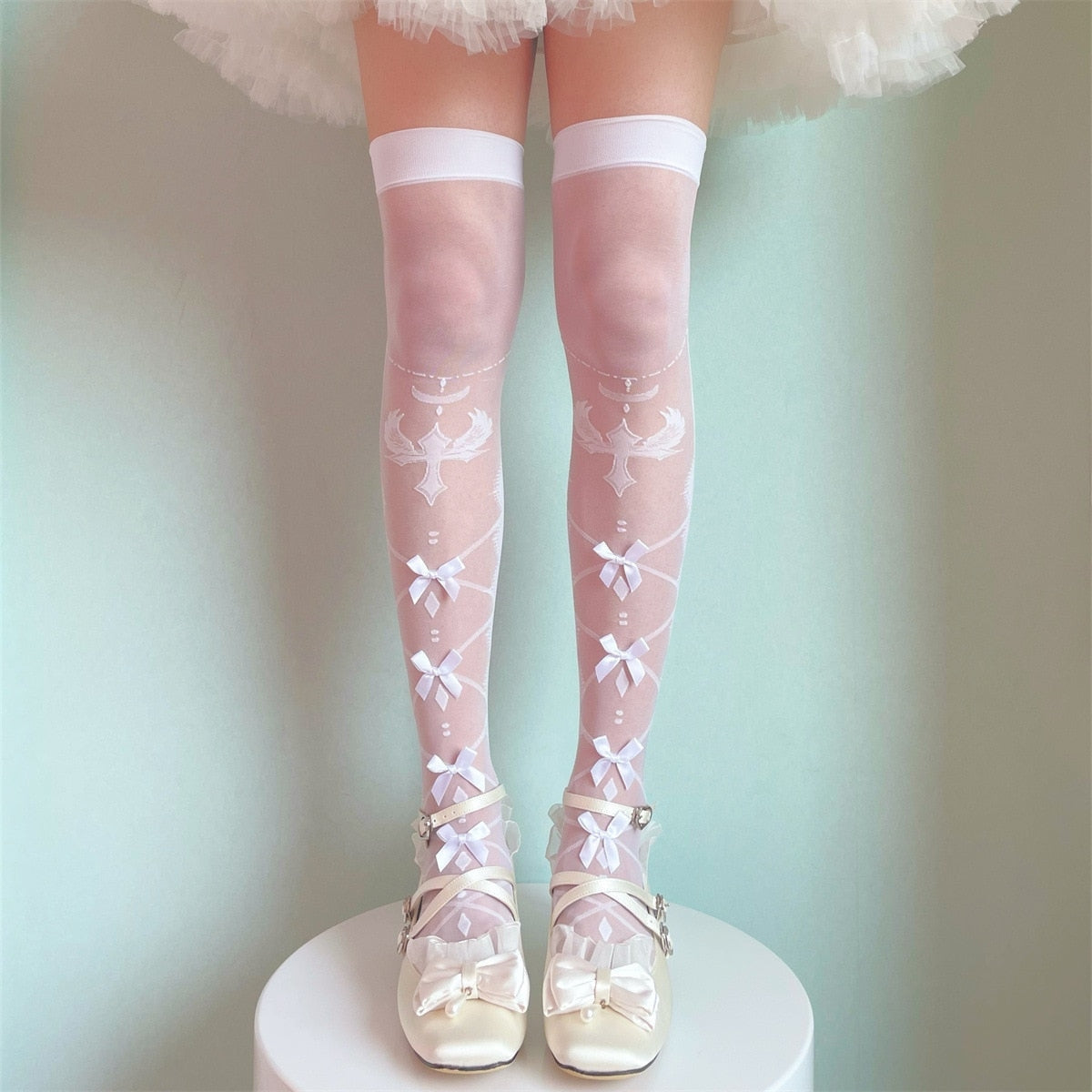 Sheer Ribbon Nylon Thigh Highs – Kawaii Babe