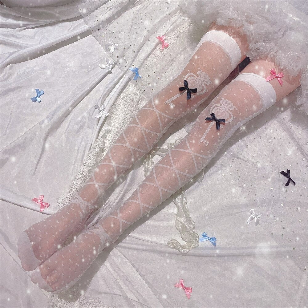 Sheer Ribbon Nylon Thigh Highs – Kawaii Babe