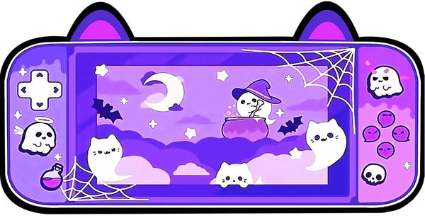 Spooky Halloween Ghost & Bats Mouse Pad Desk Mat | Kawaii Babe