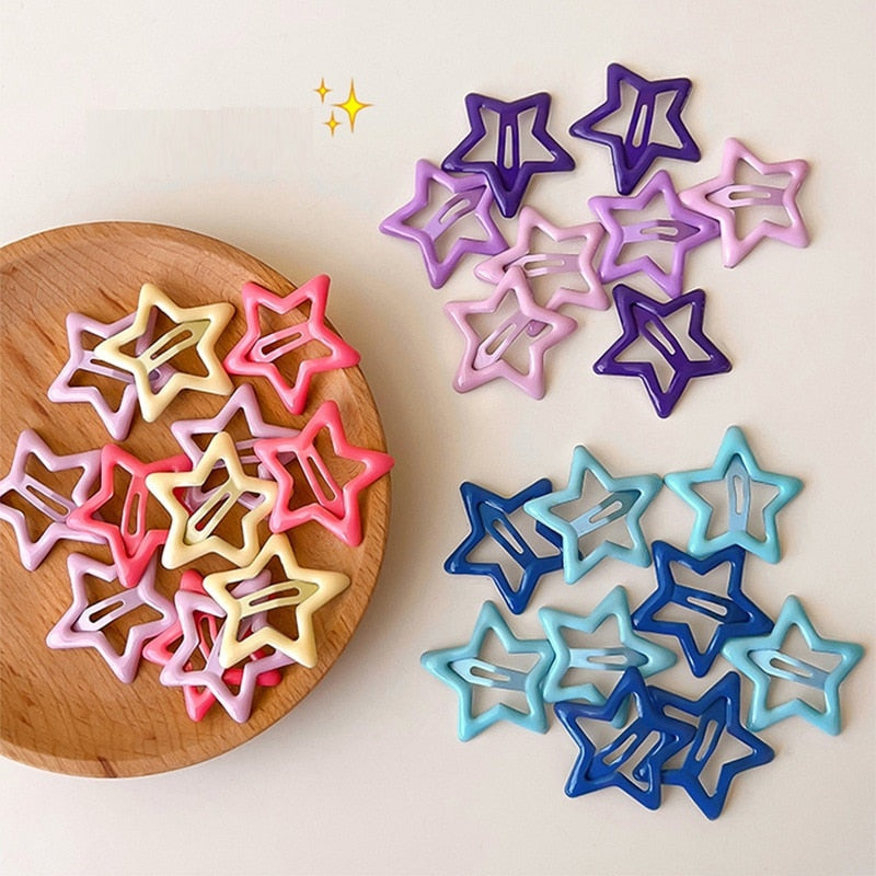 Pastel Chrome & Sparkle Starry Star Hair Barrettes Clips | Kawaii Babe