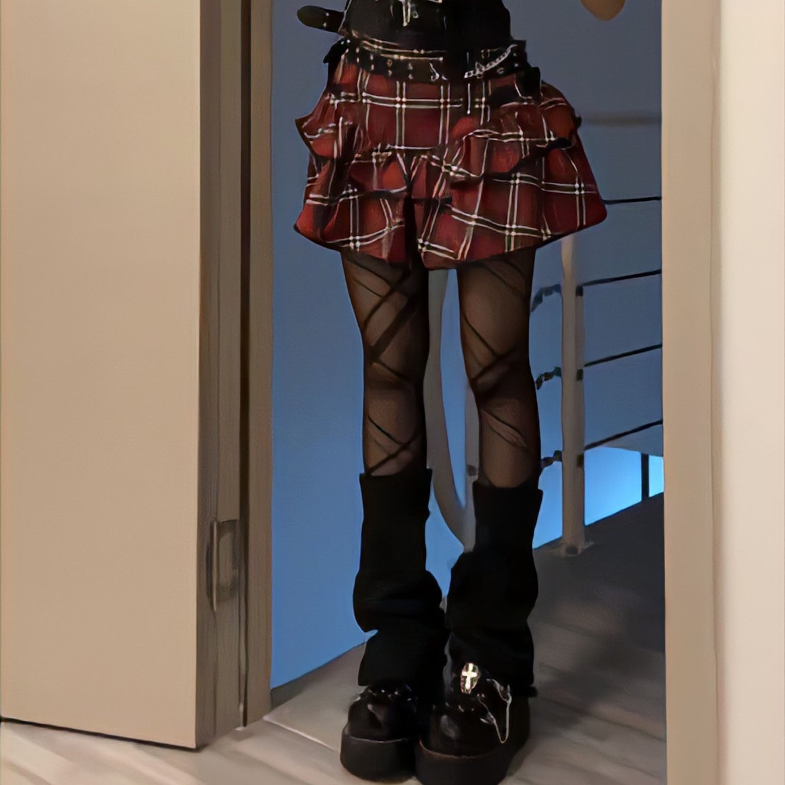 Layered & Ruffled Tartan Red Plaid Goth Skirt | Kawaii Babe