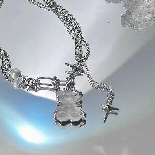 Teddy Bear Goth Charms & Jewels Chain Necklace – Kawaii Babe