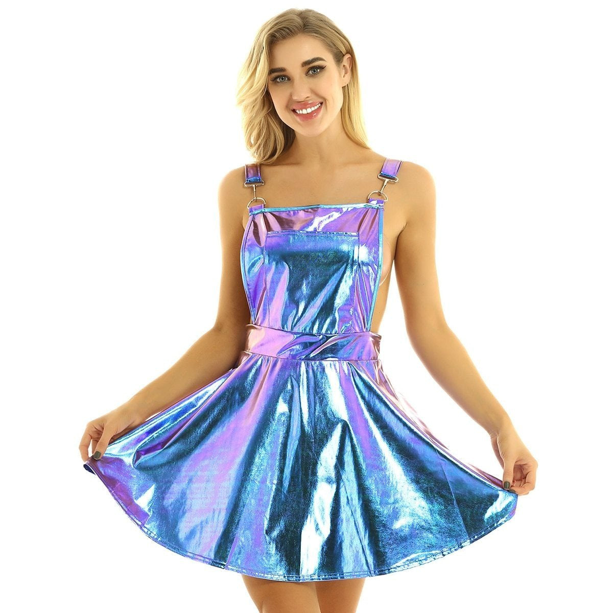 Vinyl Princess Overall Dress Suspenders Holographic | Kawaii Babe